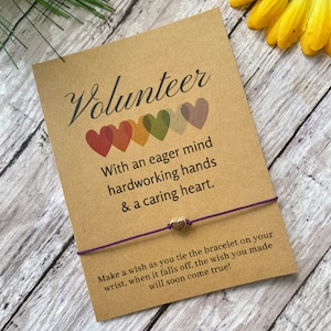 Volunteer Wish Bracelet Team Gift Party Favors Gift for Team Volunteer ...