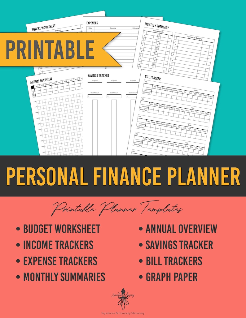 PRINTABLE Personal Finance Planner / Budget Book - Income, Expense ...