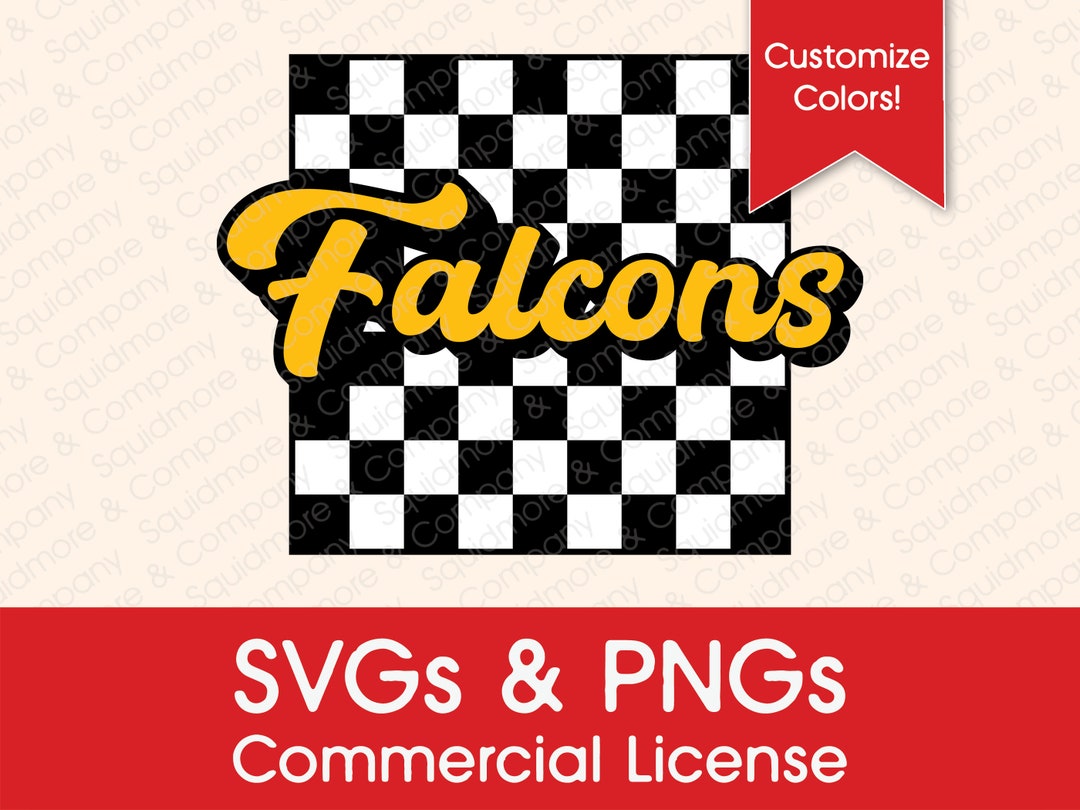 Falcons PNG SVG // Retro Checkered Square // Game Day Design // Canva Compatible // Sublimation ...
