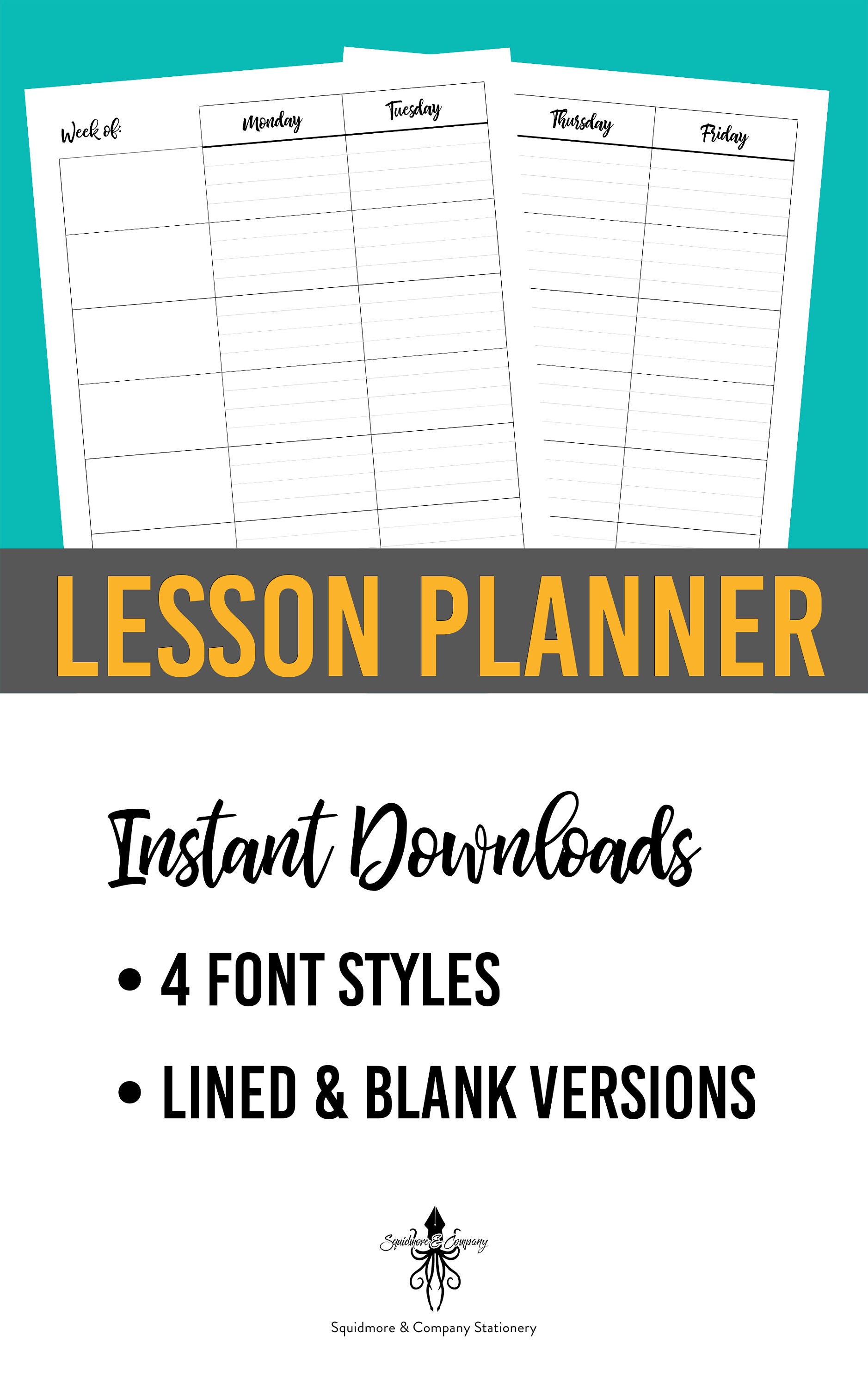 Digital Lesson Planner Printable for Teachers - Etsy