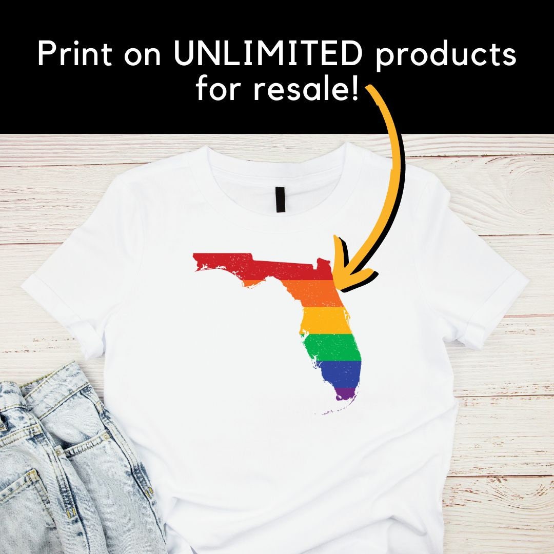 Rainbow Florida Silhouette // Gay Pride Striped Flag // Canva ...