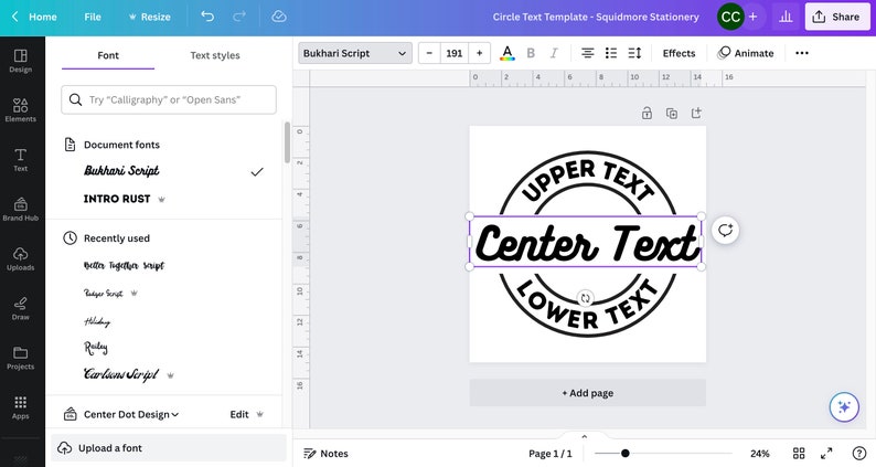 Editable Canva Template - Double Circle Text Typographic Design - Upper ...