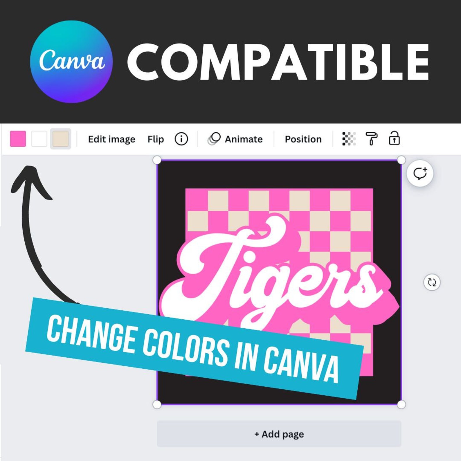 Tigers Retro Checkered Square // Game Day Design // Canva Compatible Svgs // Print-ready ...