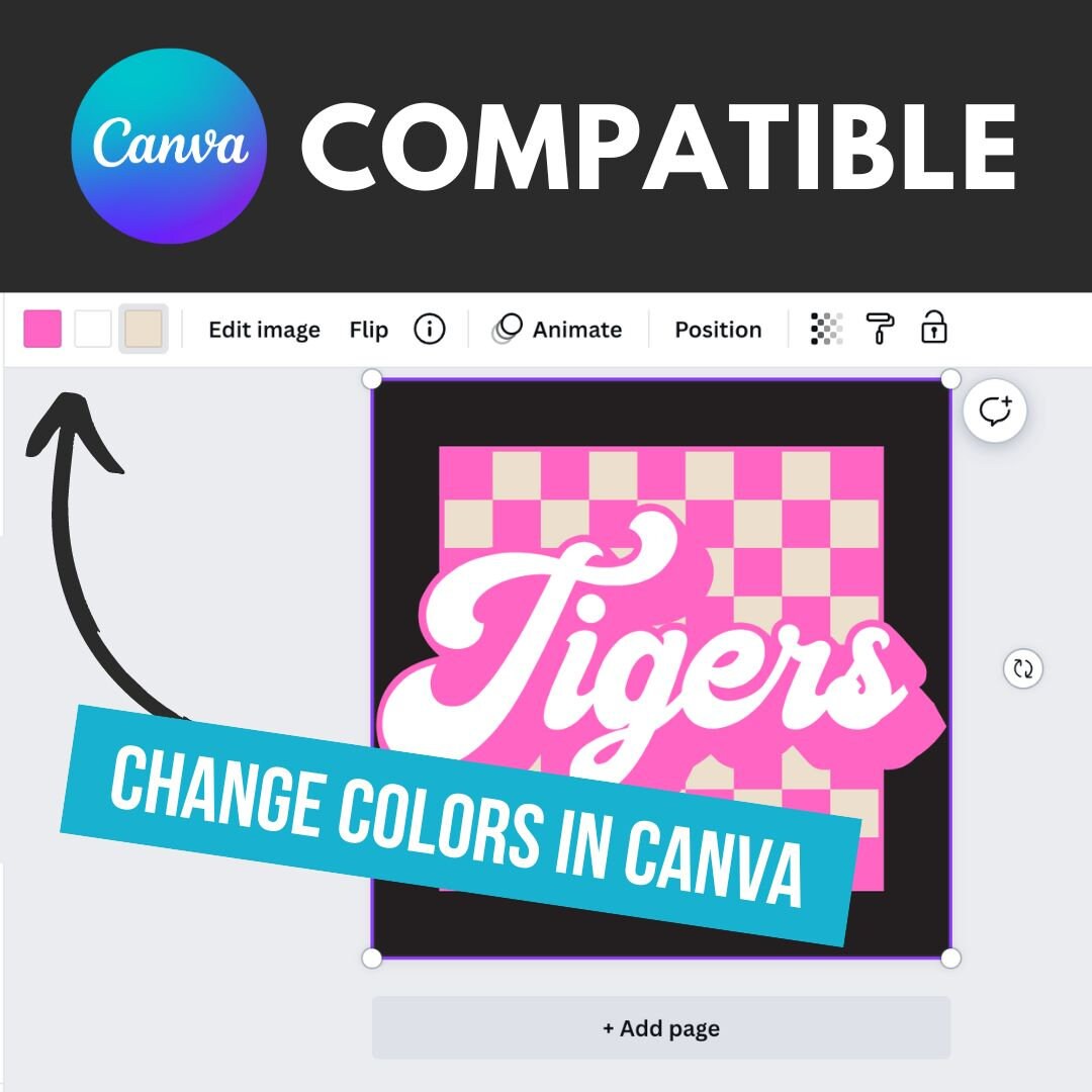 Tigers Retro Checkered Square // Game Day Design // Canva Compatible Svgs // Print-ready ...