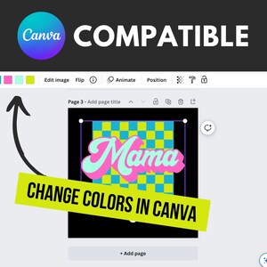 Mama Retro Script Checkered Box // Canva Compatible SVG // Print-ready PNG // Commercial License ...