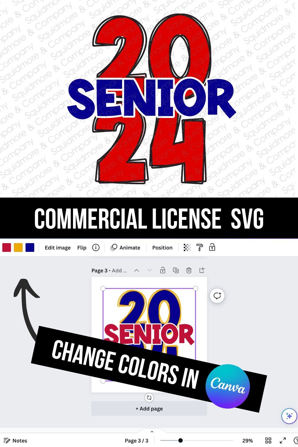 Senior 2024 Sketch Font // Class Colors // Canva Compatible SVG ...