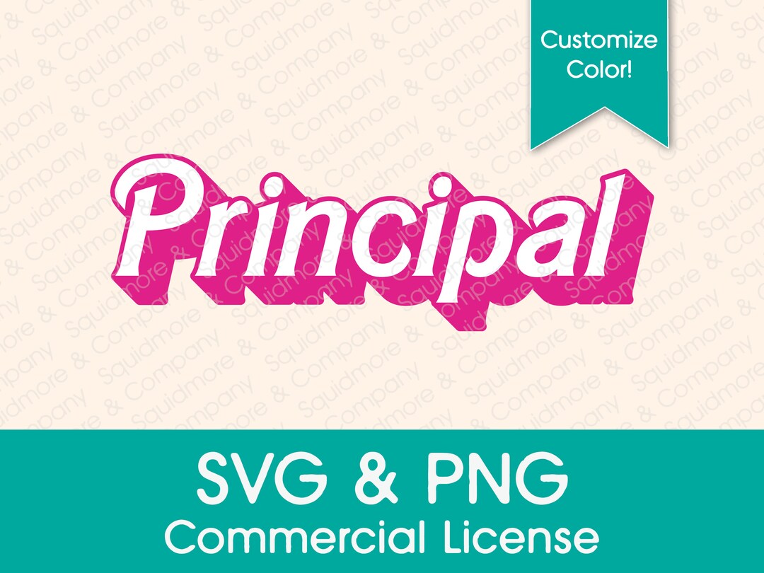 Principal Hot Pink Font SVG PNG: 3D Drop Shadow, Canva Compatible - Etsy