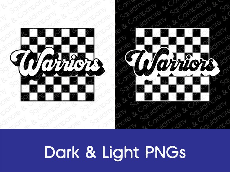 Warriors PNG SVG // Retro Checkered Square // Game Day Design // Canva Compatible // Sublimation ...