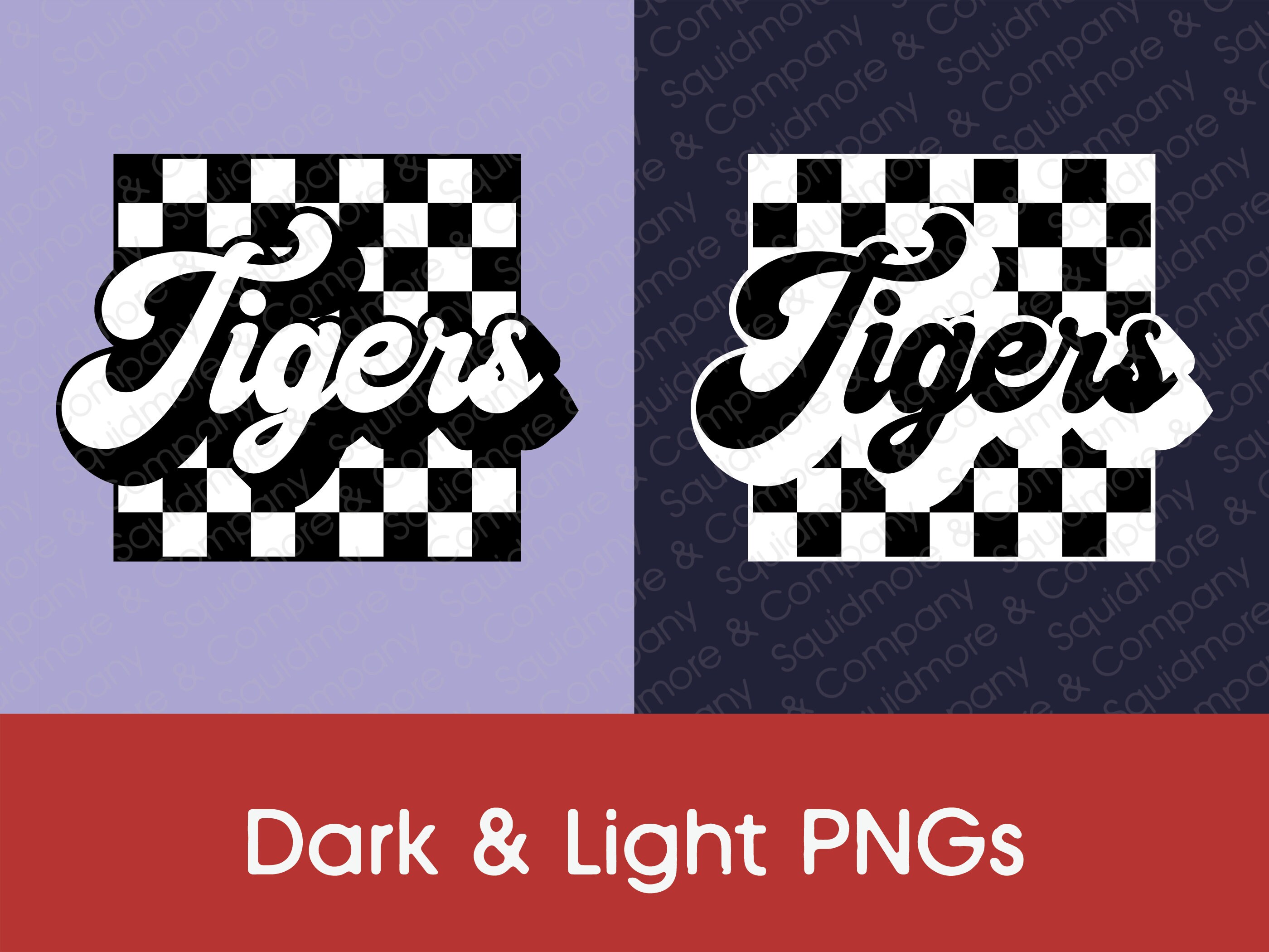 Tigers Retro Checkered Square // Game Day Design // Canva Compatible Svgs // Print-ready ...