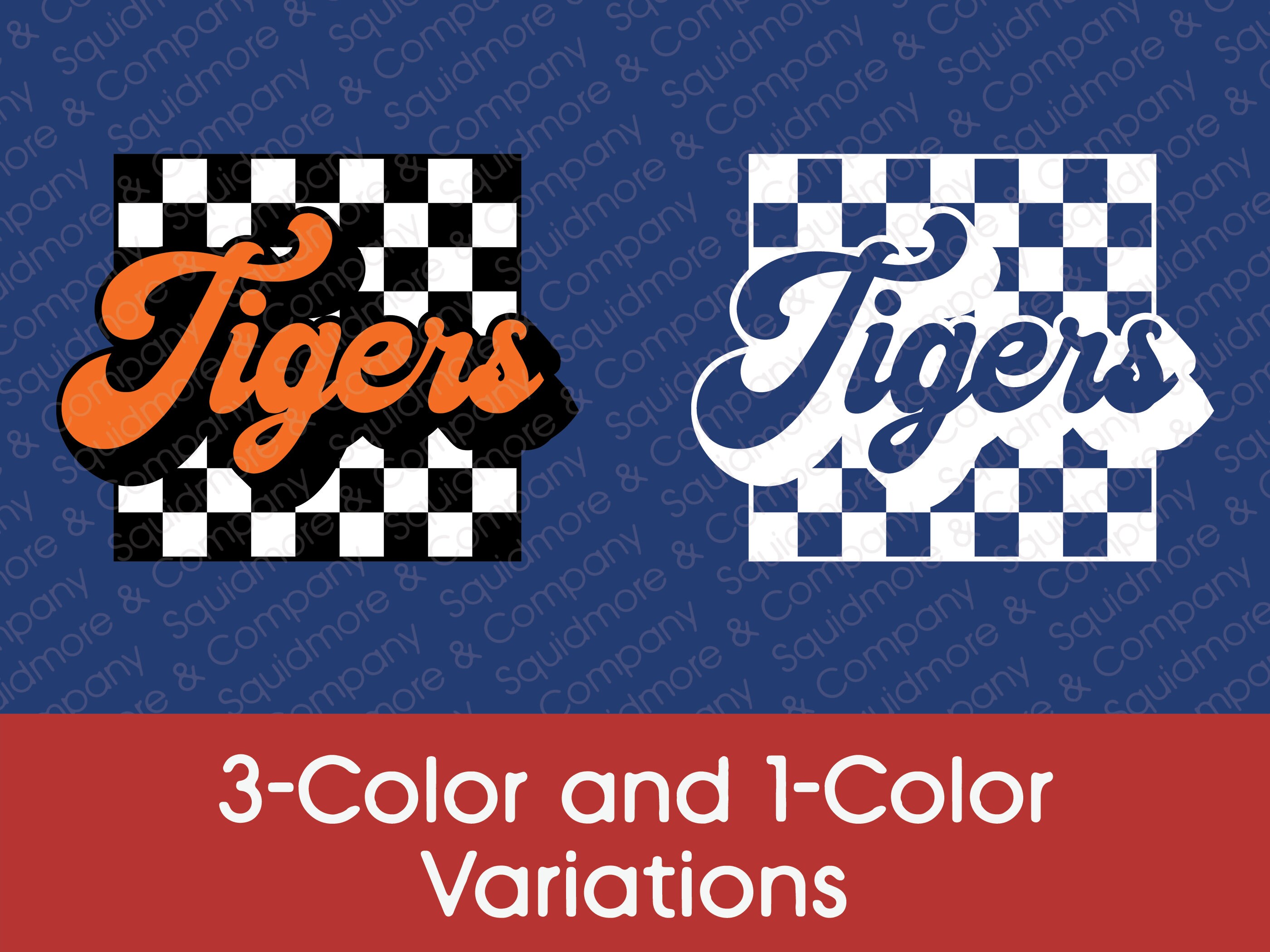 Tigers Retro Checkered Square // Game Day Design // Canva Compatible Svgs // Print-ready ...