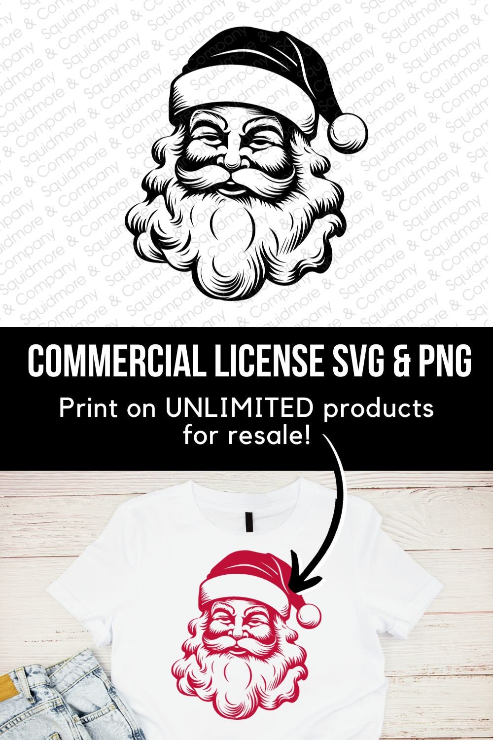 Retro Santa Claus SVG PNG // Vintage Linocut Stamp // Canva Compatible ...