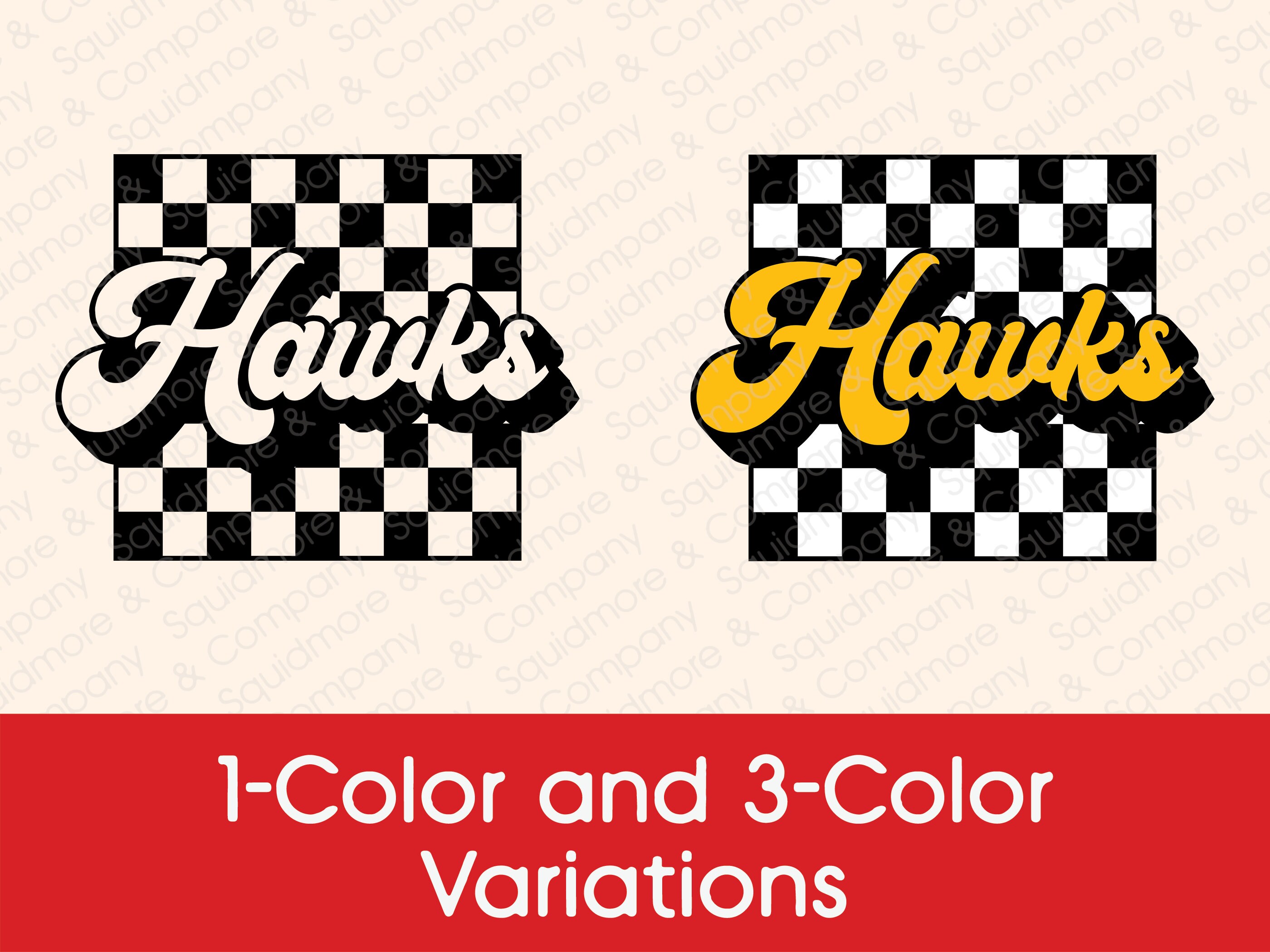 Hawks PNG SVG // Retro Checkered Square // Game Day Design // Canva Compatible // Sublimation ...