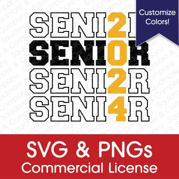 Senior 2025 Stacked Font - Etsy