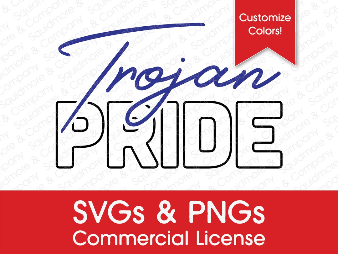 Trojan Pride // Stacked Outline Font // Game Day School Spirit // Canva ...