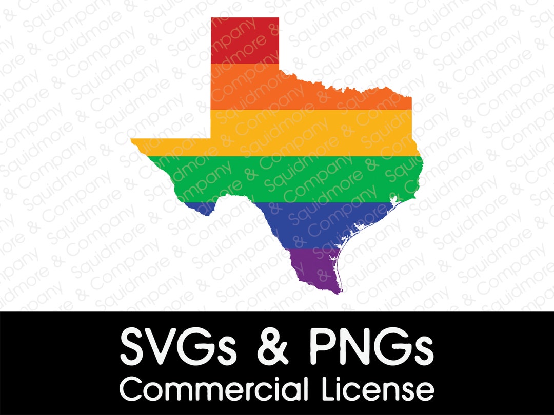Rainbow Texas Silhouette // Gay Pride Striped Flag // Canva Compatible ...