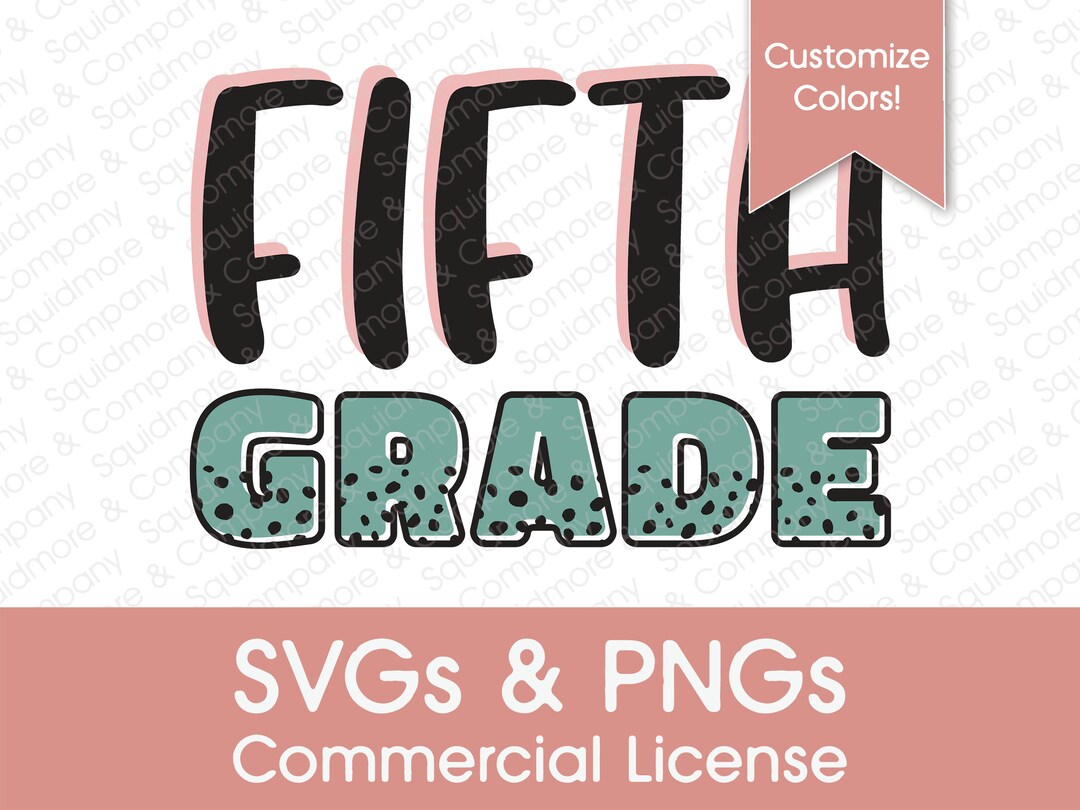 Fifth Grade PNG SVG // Cheetah Spots Polka Dots // Canva // 5th Grade ...