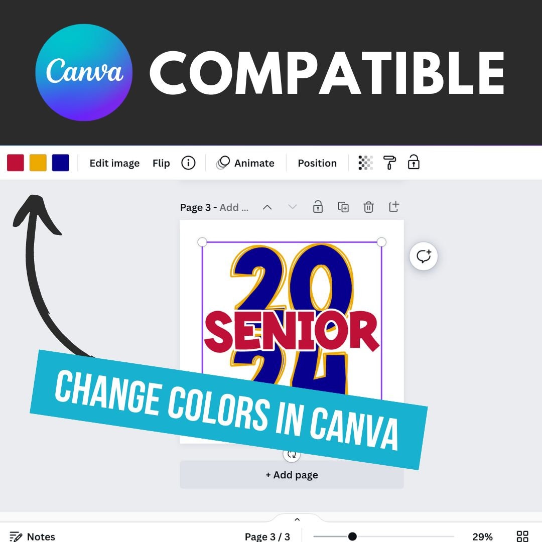 Senior 2024 Sketch Font // Class Colors // Canva Compatible SVG ...