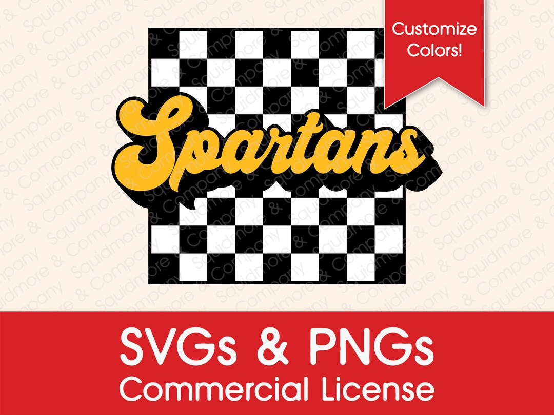 Spartans PNG SVG // Retro Checkered Square // Game Day Design // Canva Compatible // Sublimation ...
