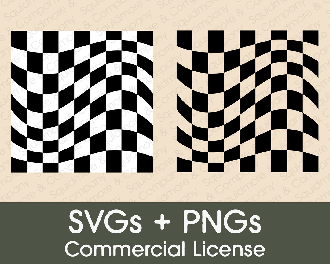 Retro Wavy Checkered Square SVG // Canva Compatible Svgs // Print-ready Pngs - Etsy