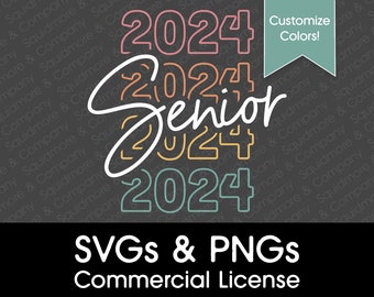 Senior 2024 Wavy Stacked Font // Canva Compatible SVG // Print-ready ...