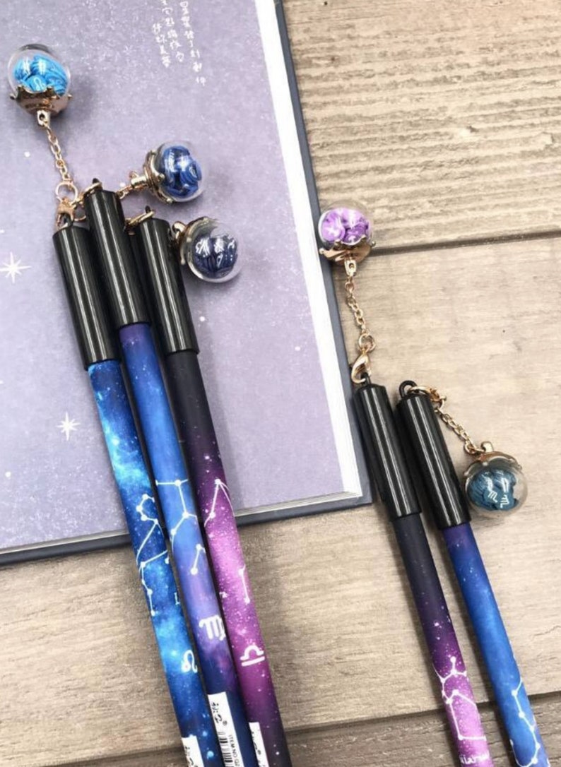 Zodiac Charm Gel Pen with Constellation Stars and Astrology | Etsy