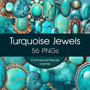 Turquoise Jewels PNGS - Transparent Background Clipart - Commercial ...