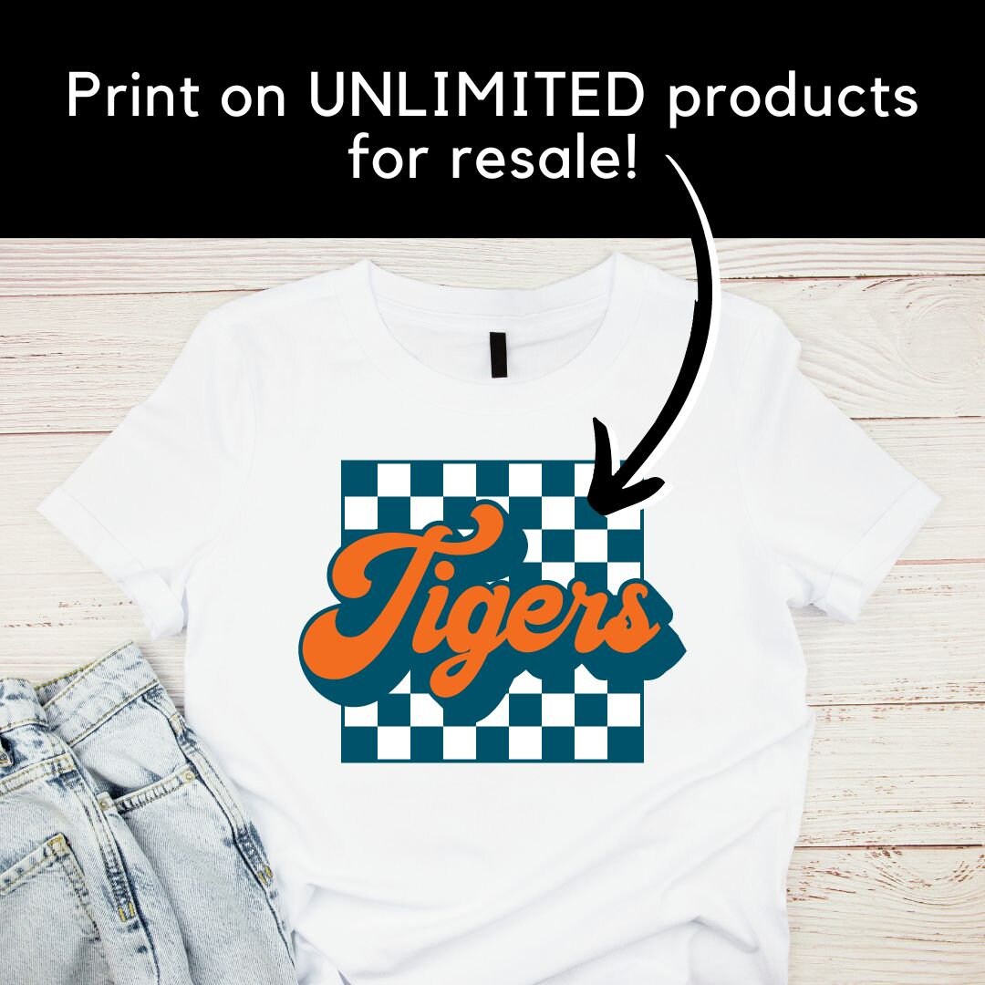 Tigers Retro Checkered Square // Game Day Design // Canva Compatible Svgs // Print-ready ...