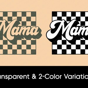 Mama Retro Script Checkered Box // Canva Compatible SVG // Print-ready ...
