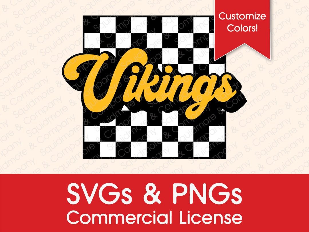 Vikings PNG SVG // Retro Checkered Square // Game Day Design // Canva Compatible // Sublimation ...