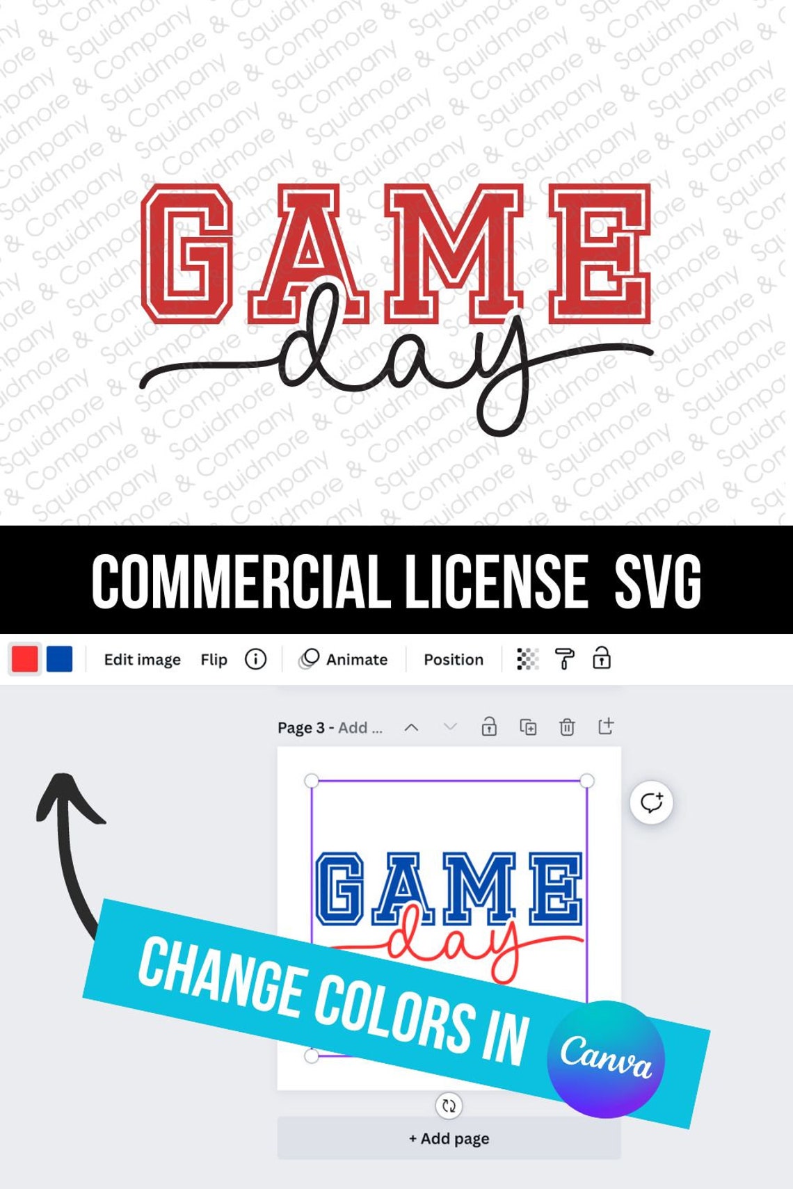 Game Day - Custom Team Colors // Canva Compatible SVG // Print-ready ...