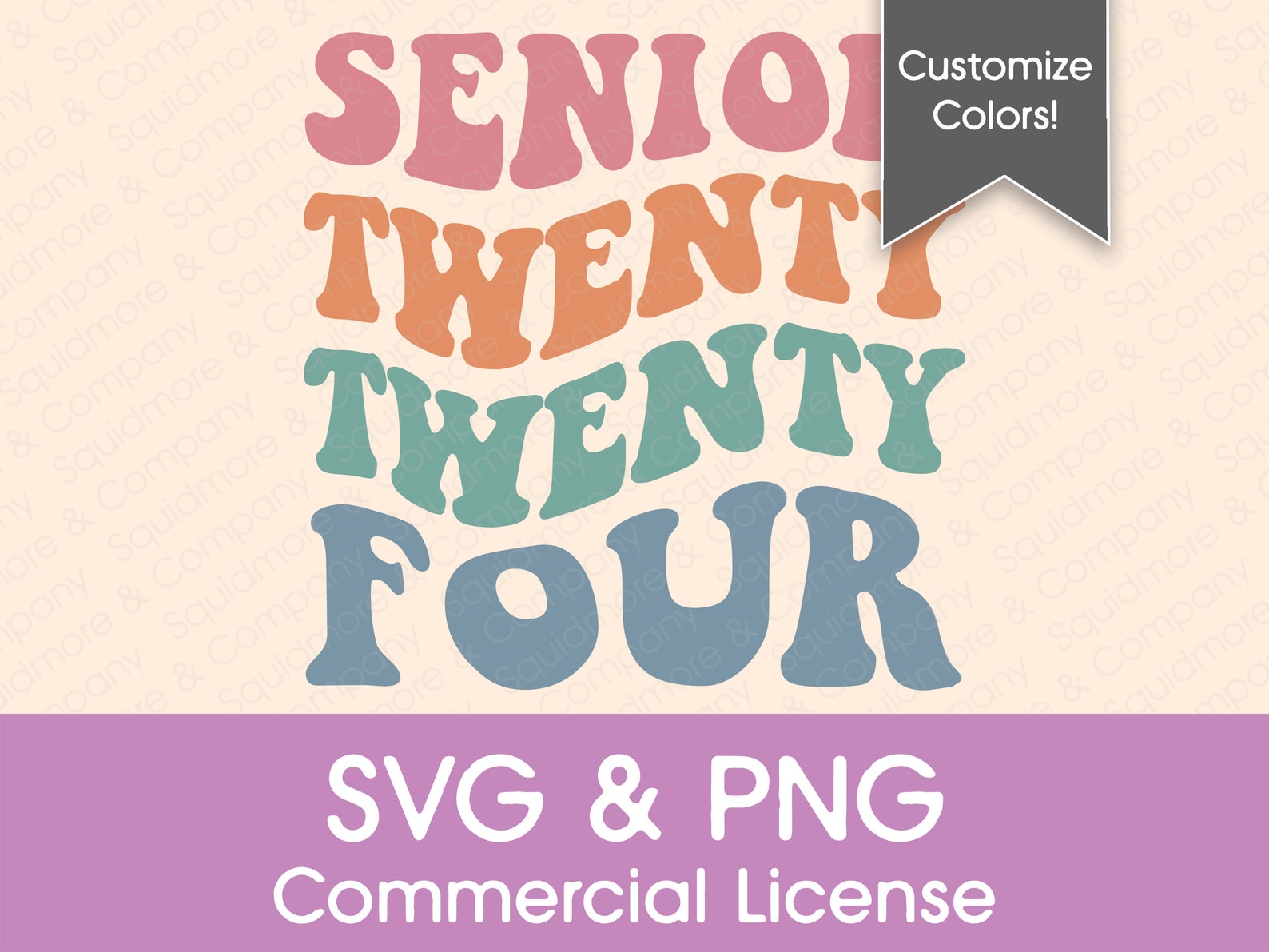 Senior 2024 Wavy Stacked Font // Canva Compatible SVG // Print-ready ...