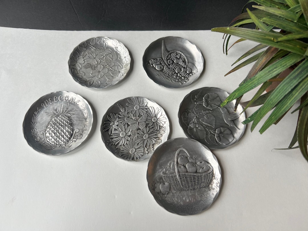Wendel August Forge Coasters Set of 6 Pewter Variety Patterns Hand ...