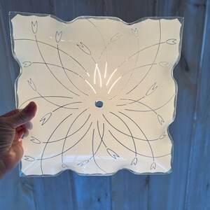 Mid Century Ceiling Light Shade Square - Retro White Frosted Glass With ...