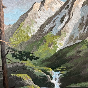 Mountains PBN Vintage Completed Framed Landscape Snowy Mountains and ...