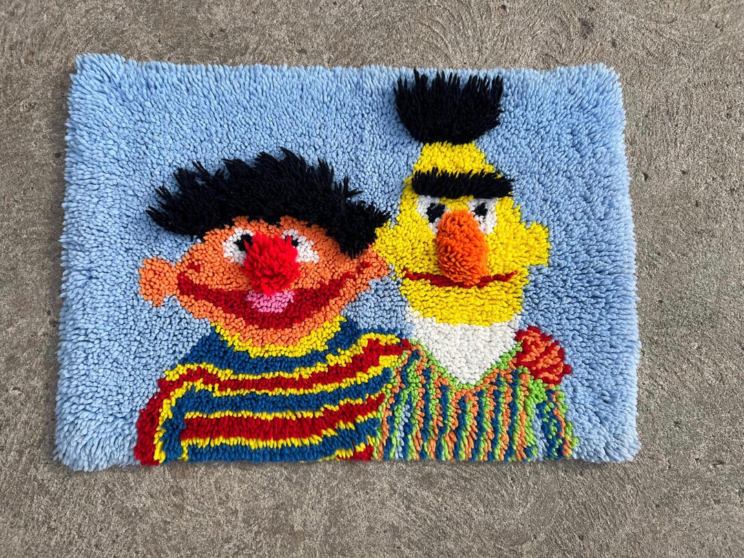 Sesame Street Vintage Latch Hook Rug Bert and Ernie Muppets Rug - Etsy