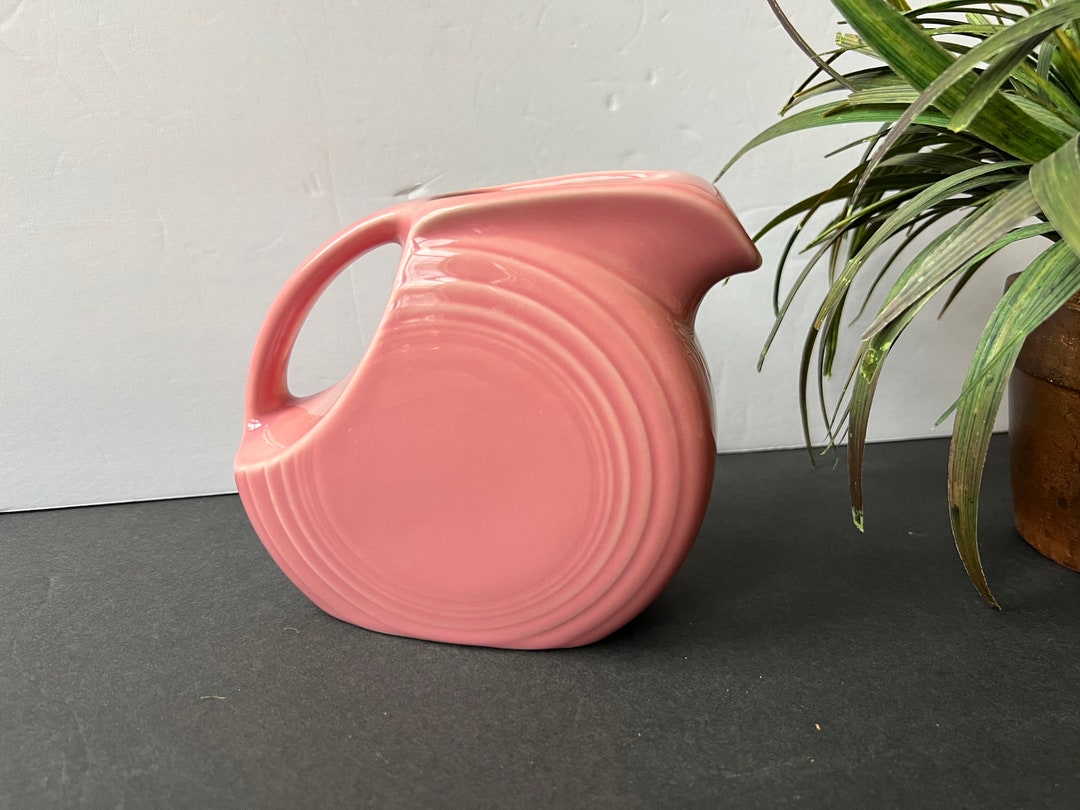 Pink Fiesta Ware Disc Pitcher Small Collectible Beverage Vintage Juice ...