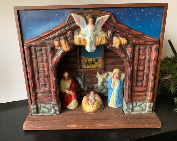 Royal Electric Lighted Nativity Display Box Vintage Illuminated Silent ...