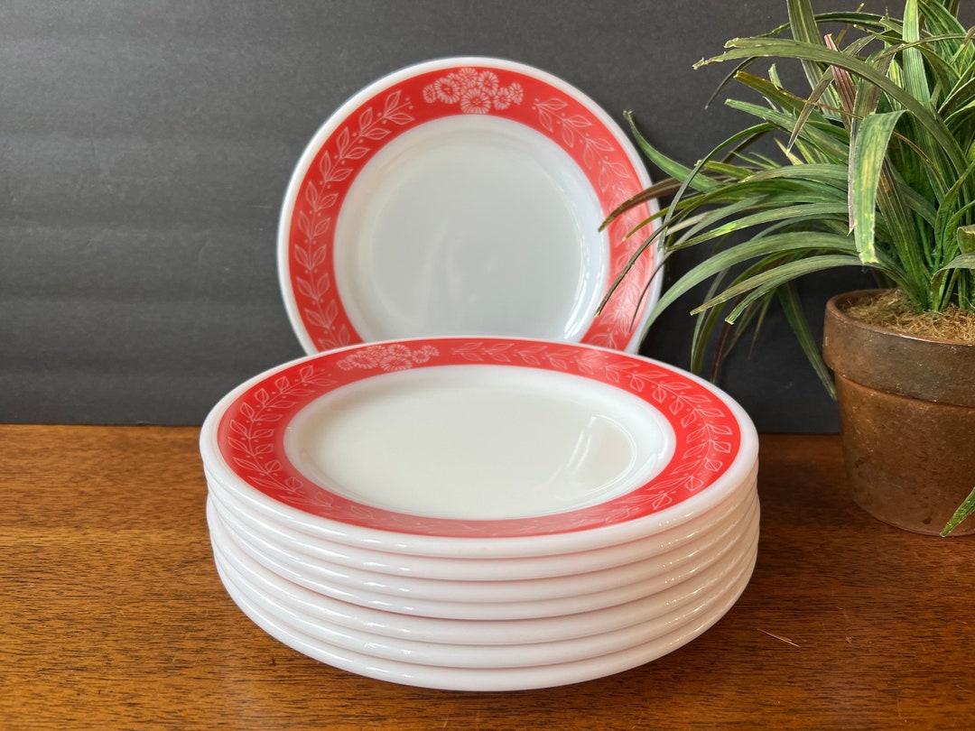 Red Pyrex Plates Set of 4 Restaurant Style Lunch or Dinner Plates Red ...