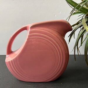 Pink Fiesta Ware Disc Pitcher Small Collectible Beverage Vintage Juice ...