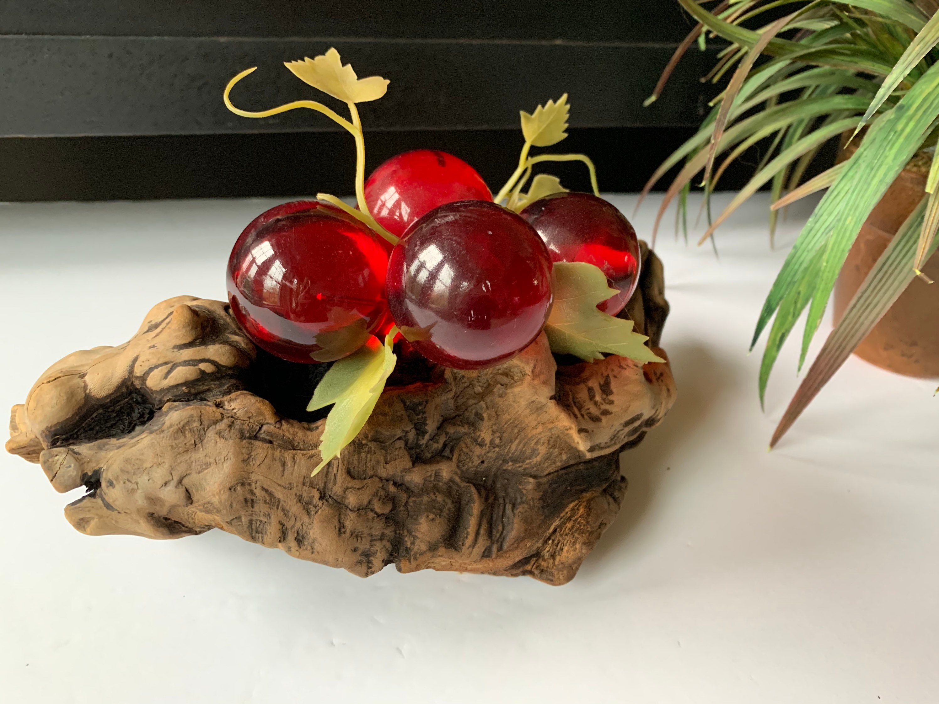 Lucite Grape Cluster Burl Wood Vintage Mid Century Modern MCM | Etsy