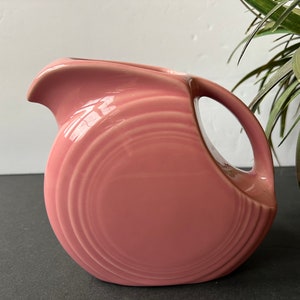 Pink Fiesta Ware Disc Pitcher Small Collectible Beverage Vintage Juice ...