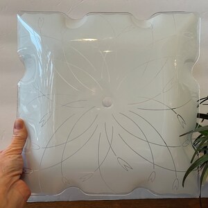 Mid Century Ceiling Light Shade Square - Retro White Frosted Glass With ...