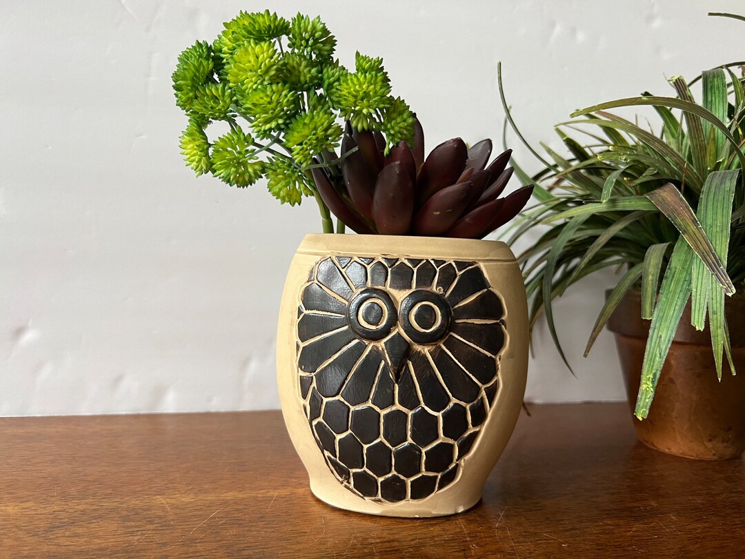Ceramic Owl Vase Pitcher Vintage Made in Japan Retro Boho Kitsch Mid ...
