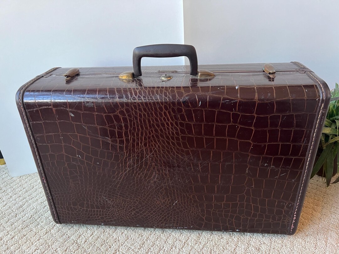 Samsonite Faux Crocodile Hard Side Suitcase Vintage Stackable Trunk ...