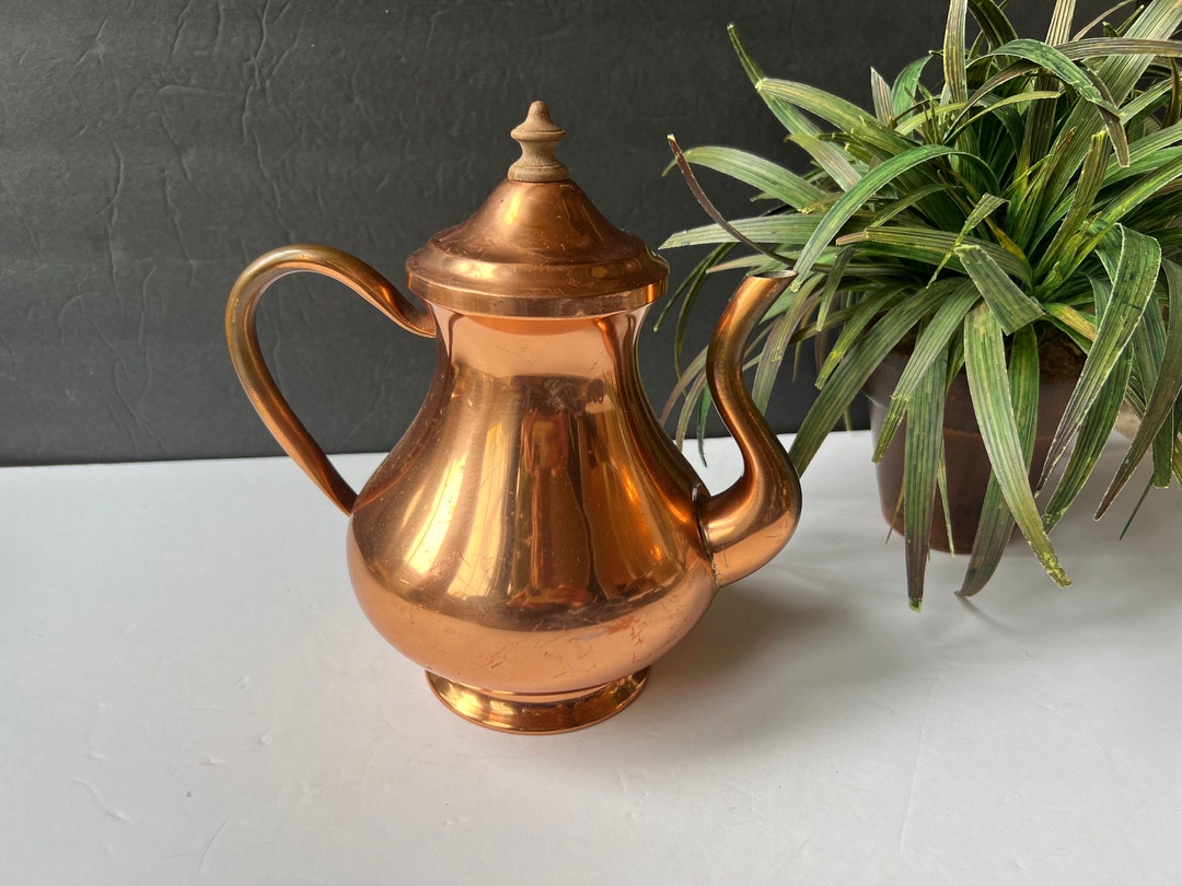 Copper Tea Pot Vintage TAGUS Serving or Decorative Solid Copper With ...