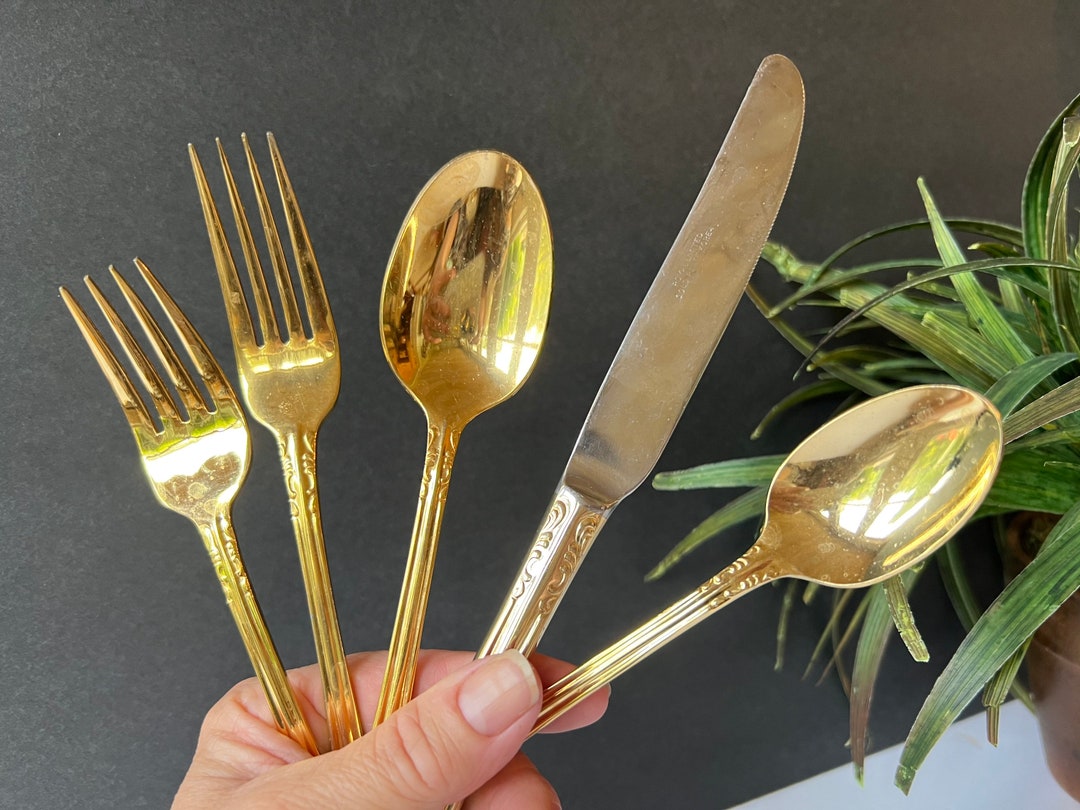 Royal Limited Gold Plate Flatware Vintage Retro Silverware Service for ...