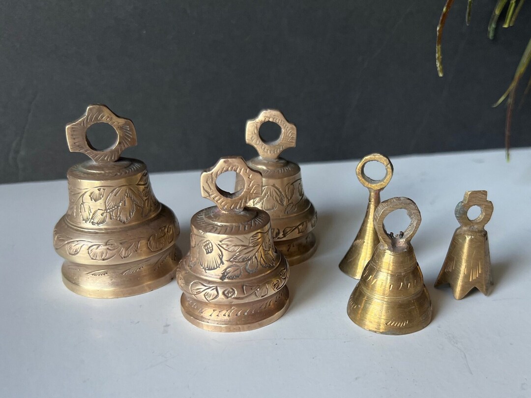 Etched Brass Bells LOT Vintage Variety Collection of 6 Brass Bells - Etsy