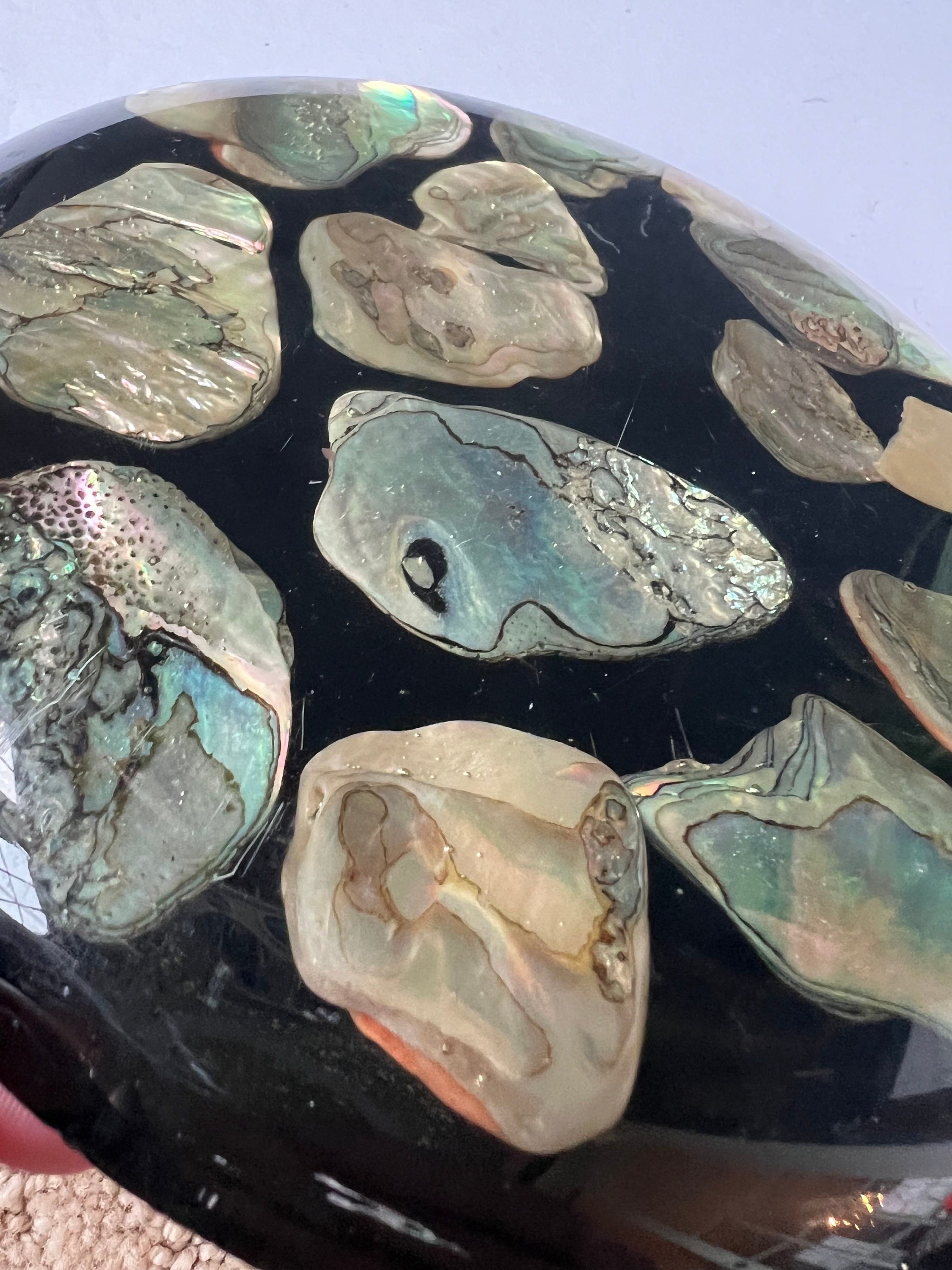 Shell Trivet Hot Plate Lucite Resin Abalone Sea Shell Design Vintage ...