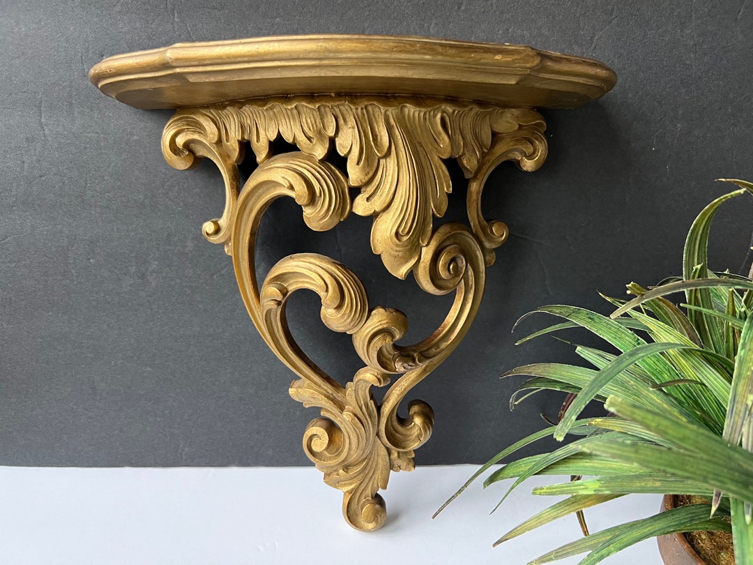 Gold Hanging Display Shelf Syroco Homco Burwood Style Grecian Art Deco ...