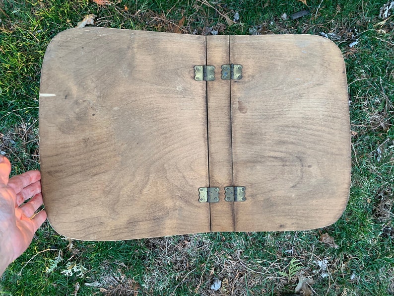 Vintage Wood Picnic Basket Flip Top Outdoor Camping Cabin - Etsy